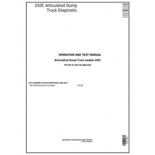 John Deere 250C Articulated Dump Truck Pdf Diagnostic, Operation and T – PDF Manuals Shop